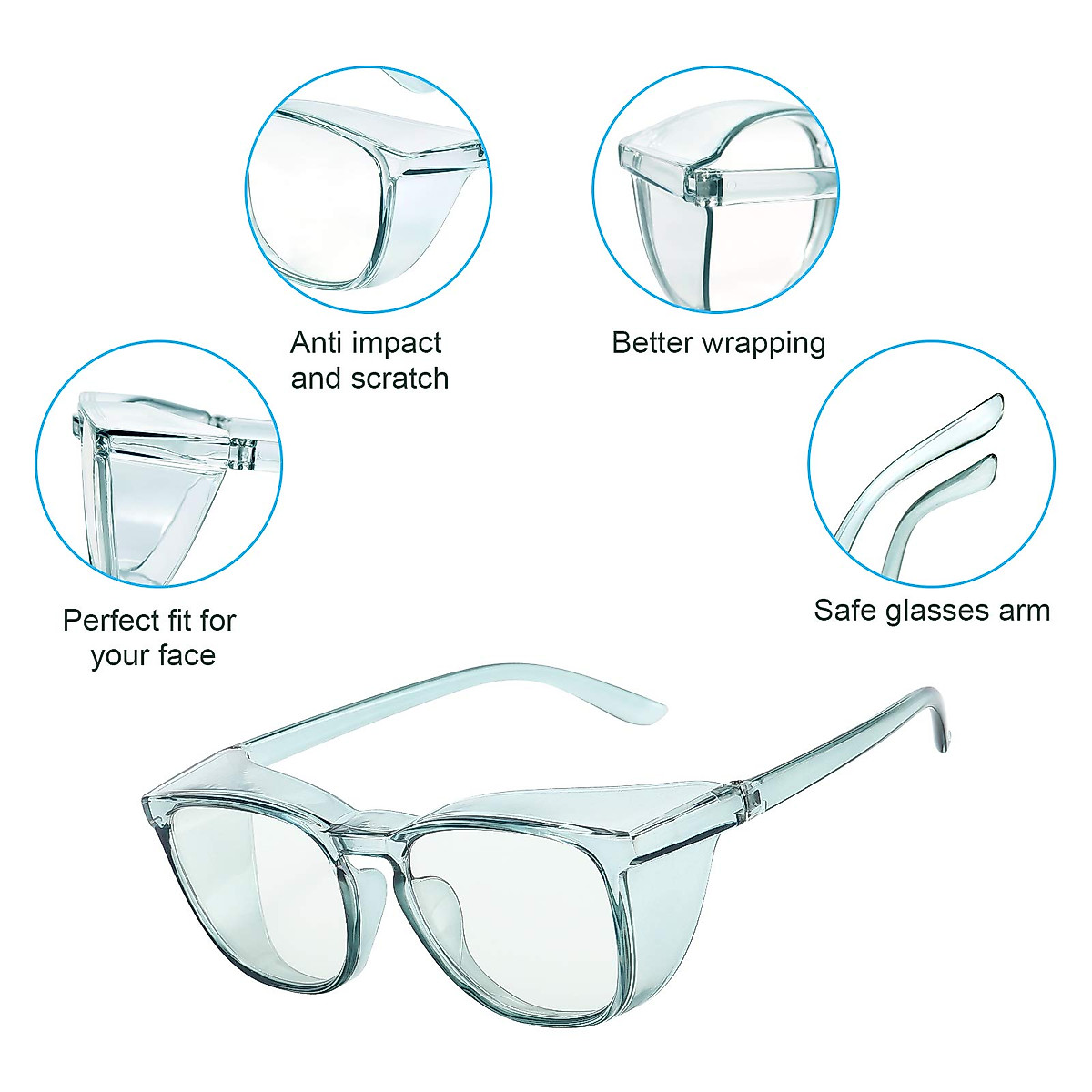 LASMEX Safety Glasses Goggles for women and men Anti-fog Glasses Protective Eyewear Clear Anti-Scratch/Anti-Blue Ray