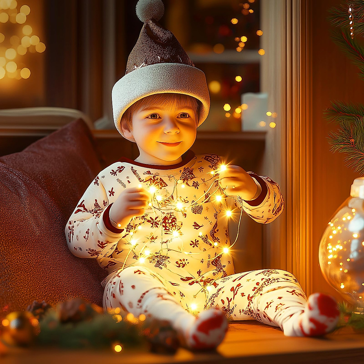 Minetom Fairy Lights Plug in, 33Ft 100 LEDs Waterproof Silver Wire Firefly Lights, UL Adaptor Included, Starry String Lights for Wedding Indoor Outdoor Christmas Patio Garden Decoration, Warm White