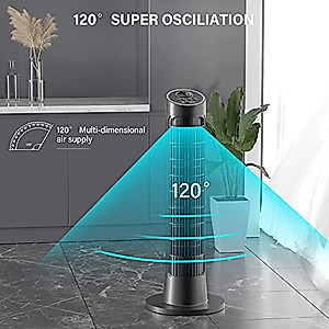 Vipjq 32" Black Tower Oscillating Room Fans With Remote, Quiet Tower Fan Air Supply Outdoor Sleeping Low Noise Oscillating 120 °Tower Fan for Bedroom Office Room