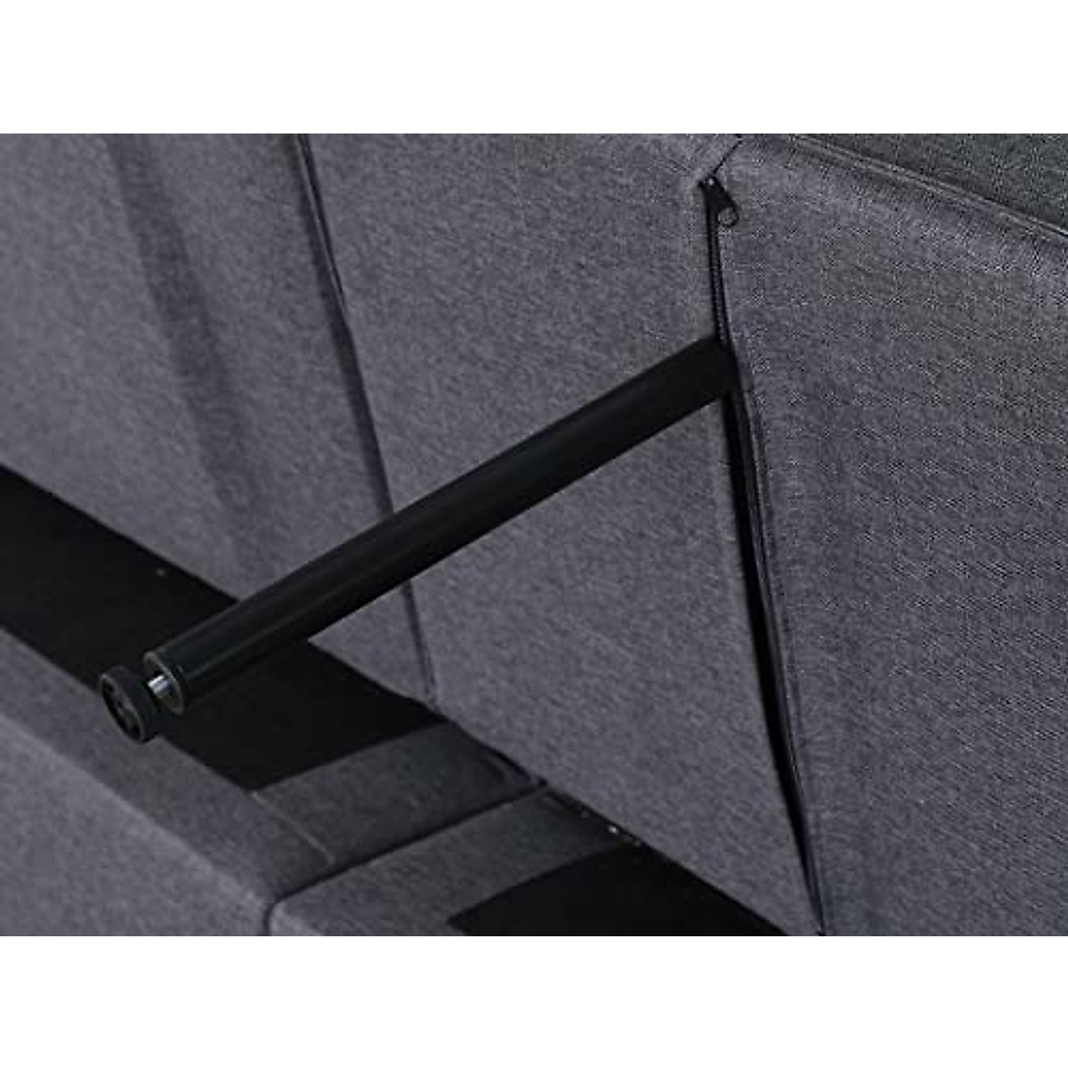 Rovinj Contemporary Convertible Sleeper Sofa with Side Pocket in Linen Fabric (Dark Gray)