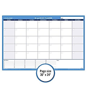 AT-A-GLANCE Wall Planner / Calendar, Undated, Erasable, 30/60-Day, 36 x 24, White/Blue (PM233-28)