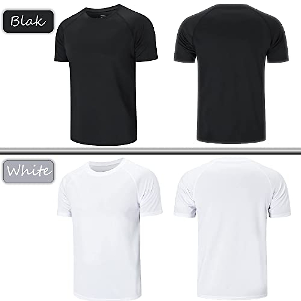 Cimic Workout Shirts for Men, 5 Pack Mens Crew Neck Casual Gym Shirts Short Sleeve Plain Athletic Moisture Wicking Dry Fit Active T-Shirts