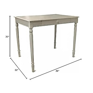 Pemberly Row French Country Desk in White Wood Finish with Drawer