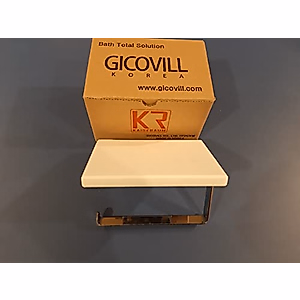 KAISERAUM Toilet Paper Holder with Mock Marble Shelf, Wall-Mounted Tissue Paper Roll Holder with Phone Shelf, GV-129-1, Chrome, Max Toilet Paper Roll Size (4.13x5.5 inch)