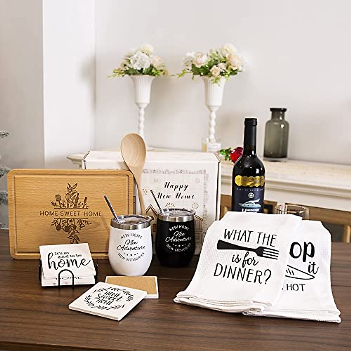 UNNESALT Housewarming Gifts for New Home - Gift Box Newlywed Couple, Clients, Friends Unique House Warming, Wedding, Realtor Closing White, 11 Piece Set