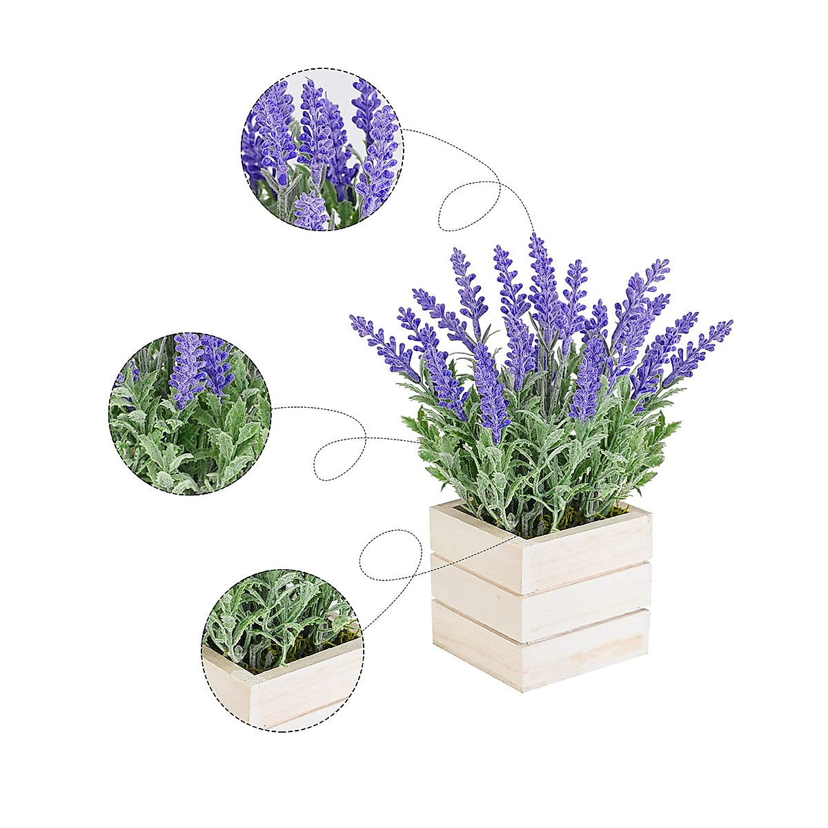 DDHS Artificial Lavender Flowers Potted Plant 2 Packs Spring Fake Plants for Farmhouse Home Kitchen Bedroom Decor Indoor Outdoor Wedding Garden Office Patio Decoration