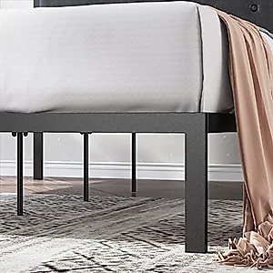 NEOLEWA Queen Size Faux Leather Classic Platform Soft Article Bed Frame with Support Slats, Full