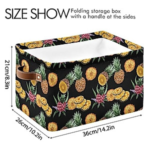 Pineapple Storage Basket Bins Foldable Laundry Hamper Toy Storage Bins Box Organizer for Living Room Clothes Nursery Closet Shelf Playroom,2 pcs