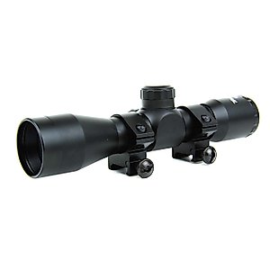 TacFire Compact Fixed Power Rifle Scope Rangefinder Reticle with Set of 1 Rings, 4 x 32, Black