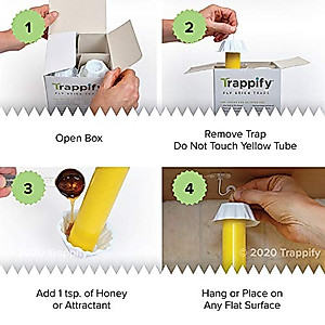 Trappify Sticky Gnat and Fly Traps, Fly Stick Strap & Window Fly Trap for Outdoor and Indoor Home Pest Control - Fly, Gnats, Moths and Other Flying Insects Trap with Extra Sticky Adhesive - 18 Traps