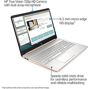 HP 2021 Pavilion 15 15.6" HD Laptop Computer, AMD Athlon Silver 3050U (Beats i3-7100U), 4GB DDR4, 128GB SSD, Webcam, USB-C, HDMI, 1 Year of Microsoft 365, Windows 10 S, Rose Gold, TiTac Accessory