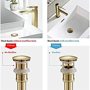 ESFORT Pop Up Sink Drain without Overflow, Bathroom Sink Pop Up Assembly Vessel Sink drain, Brushed Gold