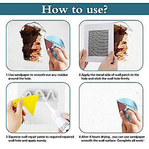 Tahikem 6 Pcs Drywall Repair Patch, 4" 6" 8" Two of Each Wall Patch Repair Kit, Self Adhesive Wall Mesh Repair, Large Hole Patch for Drywall, Sheet Rock Patch, Aluminum Metal Sheetrock Ceiling Patch