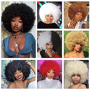 G&T Wig 70's Afro Curly Wigs for Black Women Glueless Wear and Soft Black Afro Wigs Large Bouncy and Soft Natural Looking Full Wigs for Daily Party Cosplay Costume Halloweeen(1B)