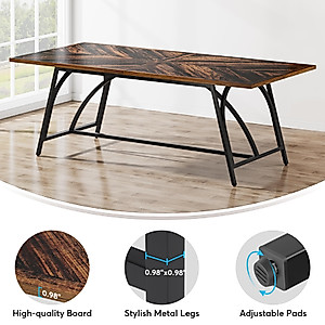 Tribesigns Extra Long Dining Table for 6, 70.8-Inch Rectangle Kitchen Table with Stylish Metal Legs, Large Business Restaurant Table, Only Table, Easy Assembly, Brown