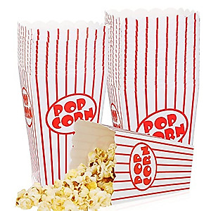 Potchen Movie Night Popcorn Boxes Paper Popcorn Bucket Red and White Striped Popcorn Container Vintage Retro Popcorn Bags for Party 6.3 Inch Tall Popcorn Holders for Carnival Circus Party(150 Pack)