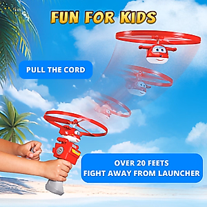 Super Wings Flying Toys, Jett Flying Toys for Kids Ages 3-5 4-8, Fun Outdoor Flying Disc Launcher Toys, Airplane Outside Flying Toys for Kids Boys Girls 3 4 5 6 7 8 Year Old