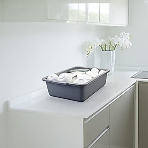 Qqbine 36 Quart Commercial Bus Tubs, Plastic Bus Box Dish Pan Basin, Gray, 4 Packs