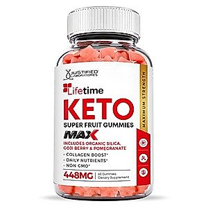 Justified Laboratories (5 Pack ) Lifetime Keto Max Gummies 448MG Contains Organic Bamboo Acai Berry with Pomegranate Juice 300 Gummys