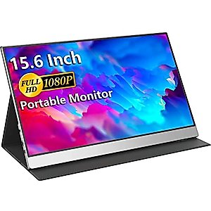 USB-C Portable Monitor - 15.6 Inch FHD HDR FreeSync Zero Frame USB-C Computer Display with Dual Type-C Mini HDMI for Laptop PC Phone Mac Surface Xbox PS5 Switch, with Cover VESA Mountable (Renewed)
