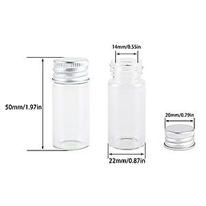 MaxMau 24 Sets 10ml Glass Vials Small Bottles Mini Tiny Jars with Aluminum Screw Caps Sealed Top Metal Lids Cover Clear Message Sample Bottle Storing Beads Wedding Favors Decorations DIY Crafts