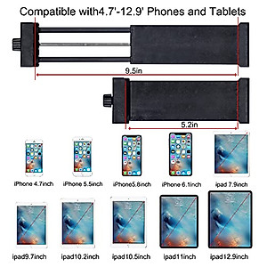 Tablet Tripod 53 inch iPad Tripod Aluminum Smartphone Tripod for iPhone iPad Pro Camera Mobile Phone Lightweight Travel Selfie Stand Tripod Black