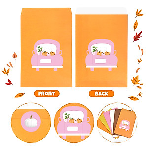 48Pcs Little Pumpkin Party Favor Bags, Pink Pumpkin Candy Bags Halloween Goodie Gift Bags with Stickers for Girl Fall Baby Shower Little Pumpkin Baby Shower Fall Birthday Thanksgiving Party Favor