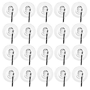 20 Pack Clear Plastic Strong Suction Cup with Removable Hook (7/8" (22.22mm) Diameter)
