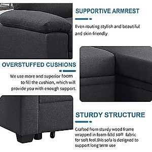 asunflower Sleeper Couch Sectional Sofa with Pull Out Sofa Bed for Living Room 6 Seater Sleeper Sectional Couch with Storage Chaise U Shape Modular Sectional Sofa Bed,Dark Gray