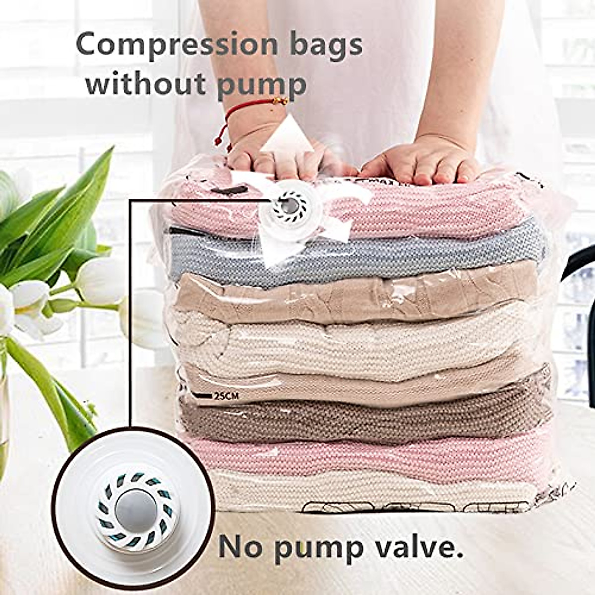 Revolutionary Plastic Space Saver Vacuum Storage Bag for Clothes,No Need Pump Vacuum Seal Bags for Clothing,Reusable Compression Vaccummpacking Bags for Storage,Large,4PCS, 39.3”×31.5”