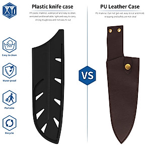 XYJ 2pcs/set Safety Knife Covers Sleeves Knives Edge Guard, Universal Knife Sheath, Santoku Knife Case Blade Guards Protector Black Kitchen Knife Cover Sleeve (For 7'' Santoku Knife)