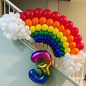 140pcs Rainbow Balloons Different Sizes Assorted Color 5/10/12/18 Inches Latex Balloons,Multicolor Bright Balloons for LGBT Wedding Party Decoration,Birthday Party Supplies or Arch Garland Decoration