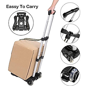 Coocheer Aluminum Folding Hand Trucks Portable Luggage Cart Lightweight Travel Hand Truck/Heavy Duty Hand Trucks (80LB)