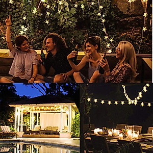 Stars Solar LED Lights Outdoor Decor, 8 Modes 23FT BeHiller 50LED Holiday String Lights, Solar Operated Garden Decor Lights, Solar Twinkle Xmas Lights for Tree, Backyard, Decor (Warm White)