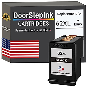 DoorStepInk Remanufactured in The USA Ink Cartridge Replacements for HP 62XL 62 XL 1 Black C2P05 for HP Envy 5540 5541 5542 5646 7640 800 OfficeJet 200 250 5740 8045 5745