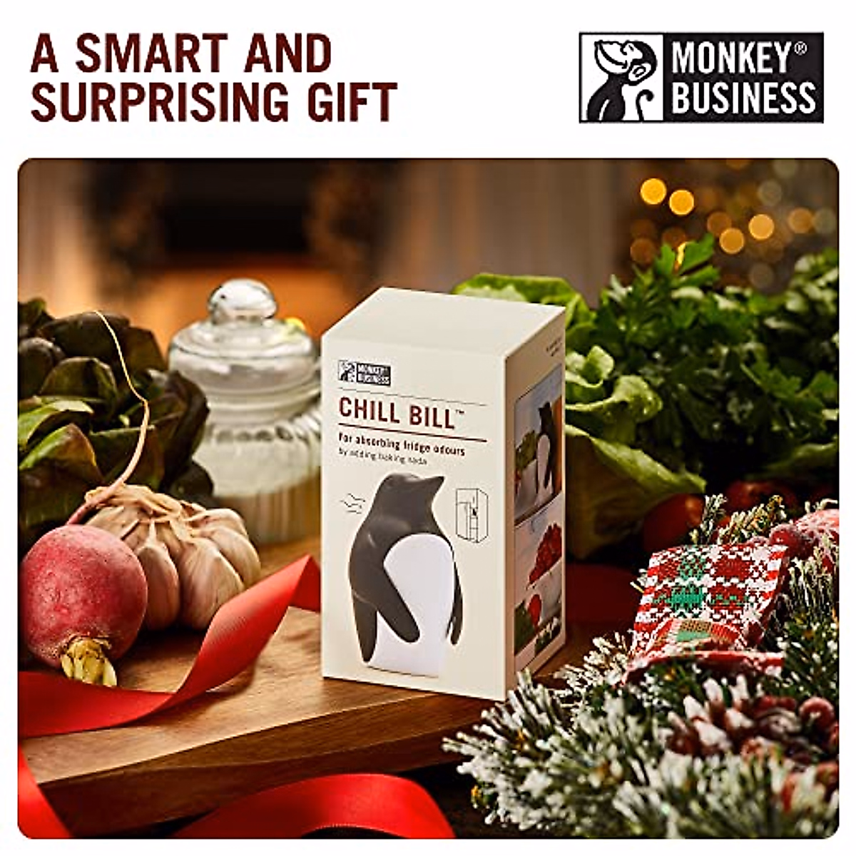 Chill Bill Refrigerator Deodorizer | Soda Holder for Refrigerator | Cute Fridge Deodorizer | Refrigerator Odor Eliminator | Fun Kitchen Gadgets | Baking-Soda Fridge Smell Remover | by Monkey Business