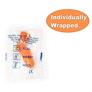 Quality Foam Earplugs 50 Pair- 32dB Noise Cancelling Disposable Individually Wrapped Packaged Bulk in Pairs Soft for Sleeping Travel Concert Shooting Hunting Study Work Construction Safety Orange