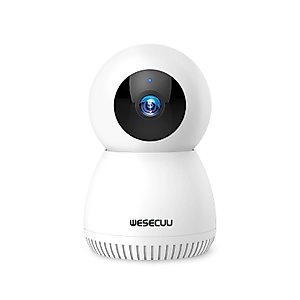 WESECUU Indoor Camera, 360 PTZ Pet Camera Dog Camera with Phone App, 2.4G WiFi Smart Video Baby Monitor Cameras for Home Security Indoor Motion Detection Siren 24/7 Night Vision 2 Way Talk Cloud/SD