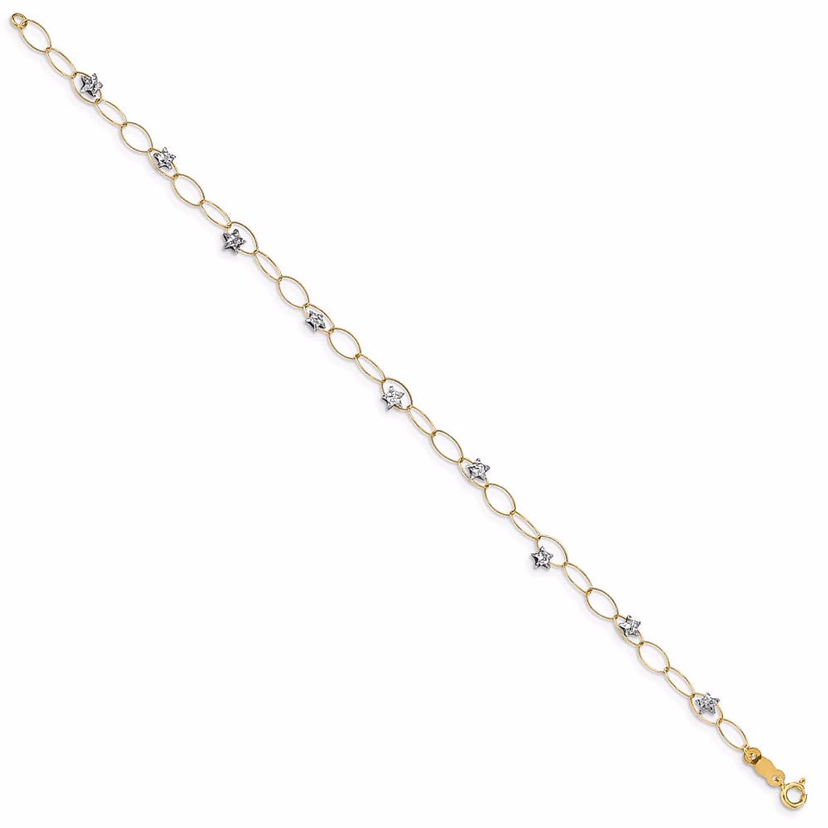 14k Two-tone Puff Stars Bracelet 7.25in style FB1322-7.25