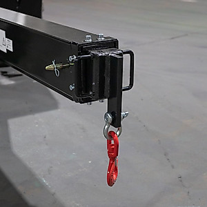 Titan Attachments Adjustable Skid Steer Industrial Crane Jib Attachment with 3 Ton Hook, Manual Telescopes 72" - 120", 5000 LB Lift Capacity at 6 FT, Single 3 Ton Swivel Eye Hook