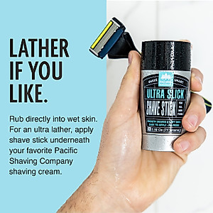 Pacific Shaving Company Ultra Slick Shave Stick - No Mess Body Shaving Stick with Moisturizing Coconut Oil - Travel-Friendly, Good for All Skin Types, Unisex (2.5 Oz)