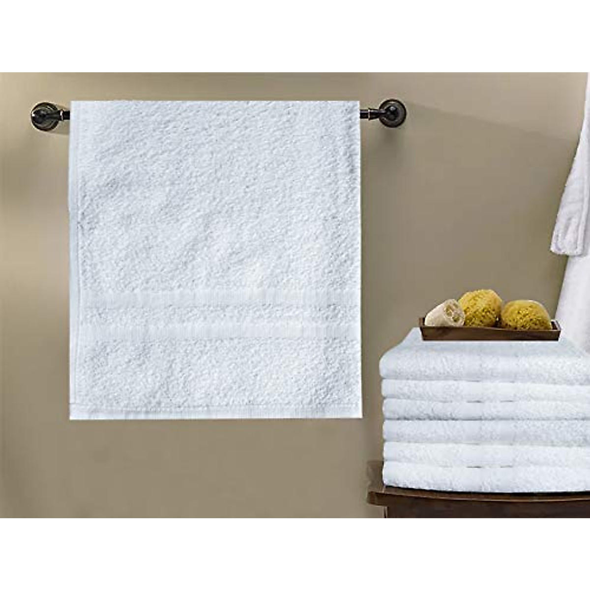 Pacific Linens Hand Towels-24 Pack-White, Super Absorbent Ring Spun, 100% Cotton,(Size 16”x27”), Commercial Grade, Multipurpose, Gym-Spa-Salon Towel, 3 lbs. per Dozen Quality (White)