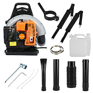 Gas Leaf Blower, 63-CC 3HP 2 Stroke Gas Powered Leaf Blower Backpack Leaf Blower for Efficient Cleaning for Lawn Snow, with Air Cooling and Backpack Carry (Orange)