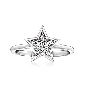 RS Pure by Ross-Simons 0.10 ct. t.w. Diamond Star Ring in Sterling Silver. Size 7