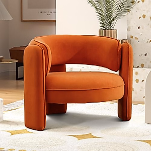 INZOY Mid Century Modern Accent Barrel Chair with Velvet Fabric, Comfy Upholstered Accent Armchair with Montage Design, Sherpa Boucle Chair for Living Room Bedroom Apartment, Light Yellow