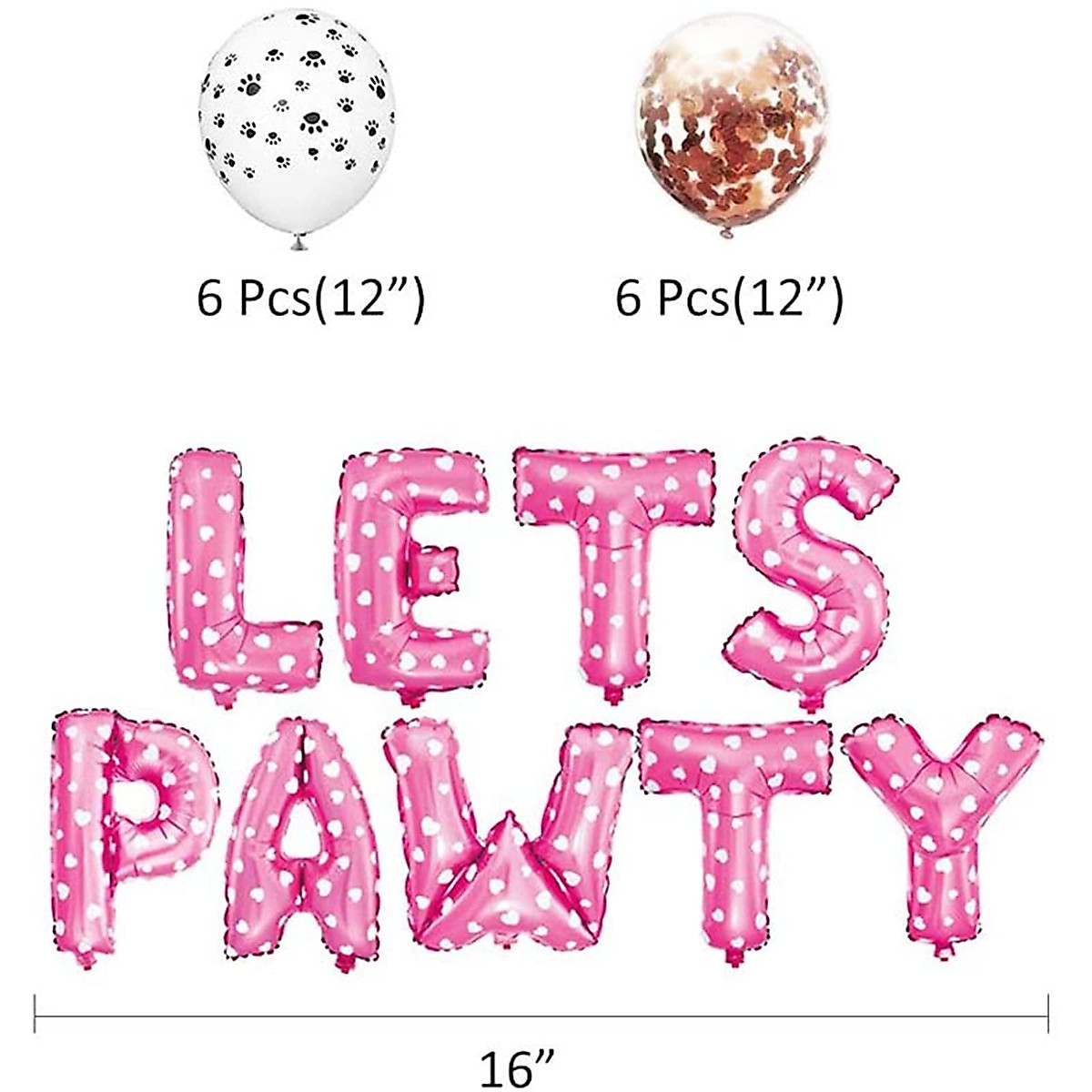 Esweny Dog Cat Birthday Party Supplies,Dog Paw Print Balloons Sequined balloon,Lets Pawty Balloons, Happy Birthday Banner Foil Balloons Pet Party Decoration