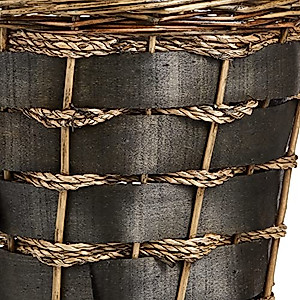 Household Essentials ML-2215 Small Decorative Wicker Waste Basket | Haven Willow and Poplar | Natural Dark Brown