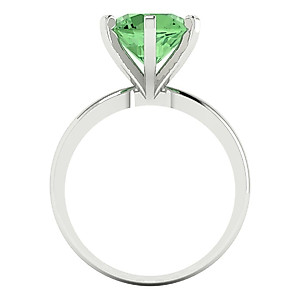 Clara Pucci 3 ct Round Cut Solitaire Green Simulated Diamond Excellent Engagement Bridal Promise Anniversary Ring 18K White Gold 4.5