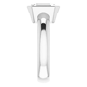 JEWELERYIUM 3.00 Carat Emerald Colorless Moissanite Engagement Ring, Wedding Bridal Ring, Eternity Sterling Silver Solid Diamond Solitaire Bezel Anniversary Promise Ring for Her (7.5)