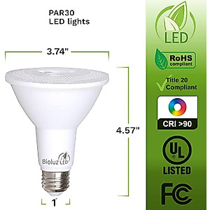 Bioluz LED 8-Pack PAR30 LED Light Bulbs, 10W = 100W Replacement, 3000K Soft White LED Light Bulbs, 90 CRI, Dimmable, LED Flood Light Outdoor, Spot Lights Indoor, UL Listed, Title 20 Compliant